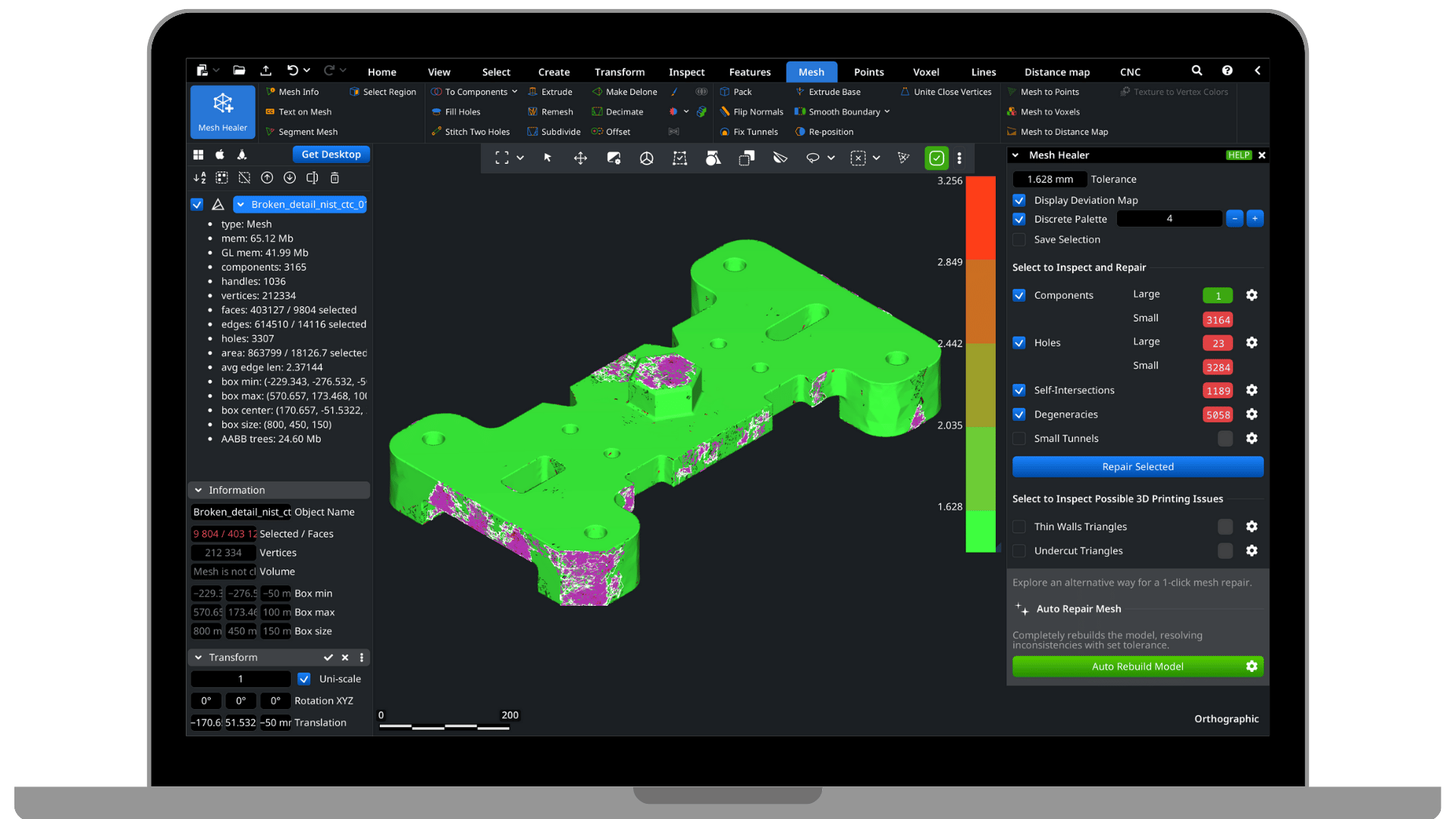 STL File Repair - MeshInspector